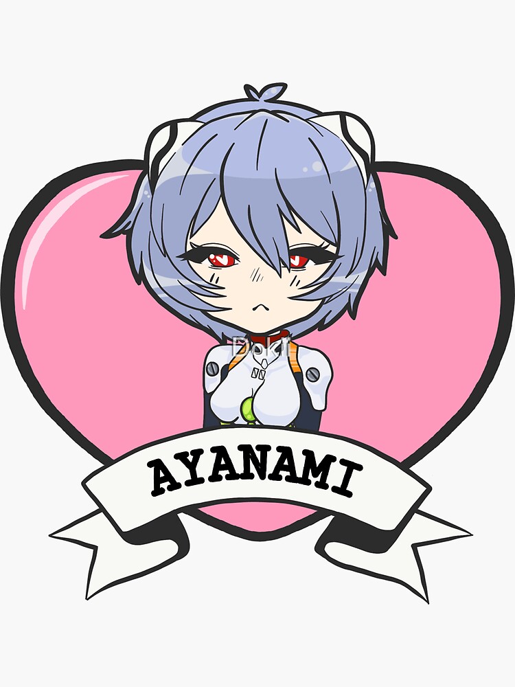 "Rei Ayanami Heart Banner Sticker" Sticker for Sale by Dokii | Redbubble