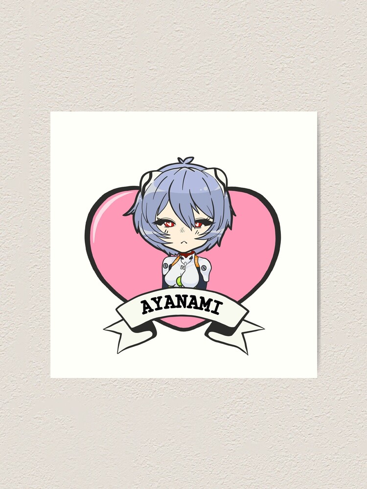 "Rei Ayanami Heart Banner Sticker" Art Print by Dokii | Redbubble