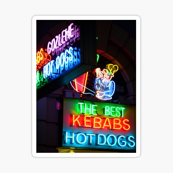 "Kebab Shop, Kings Cross" Sticker for Sale by aarty | Redbubble