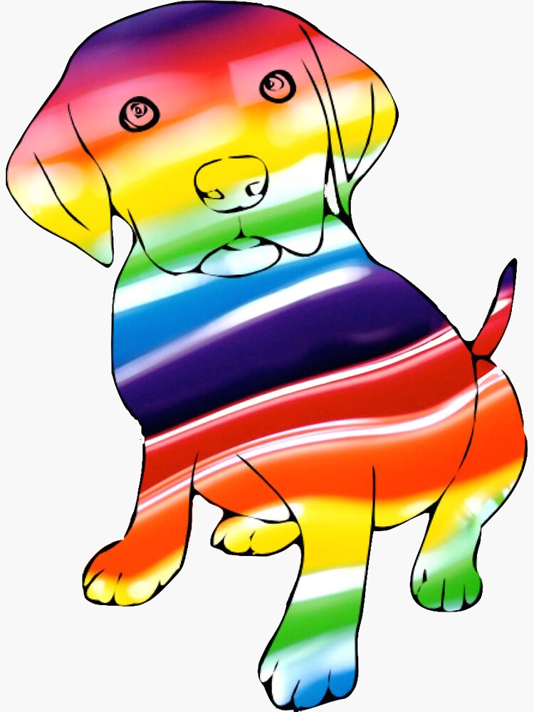 "Rainbow Puppy Dog" Sticker by LizReagan | Redbubble