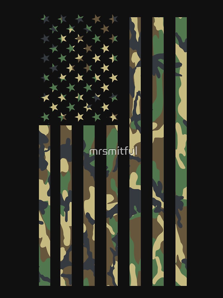 "US Army Military Veteran Camo Camouflage American Flag T-Shirt" T ...