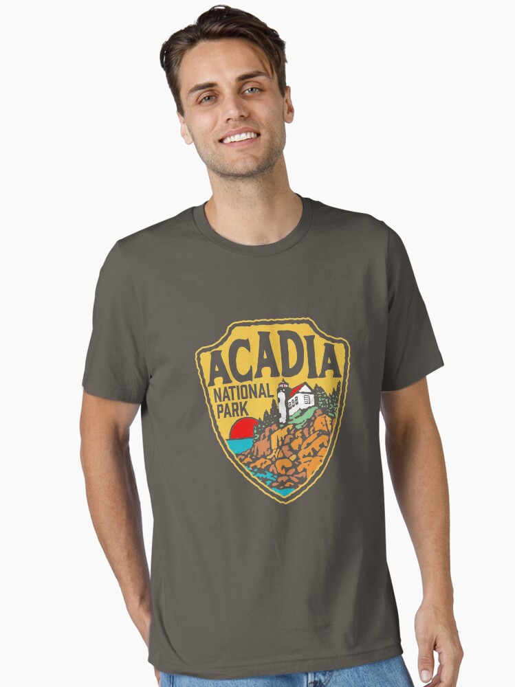 "Acadia National Park Vintage Style Badge w/ Maine Coast & Lighthouse ...