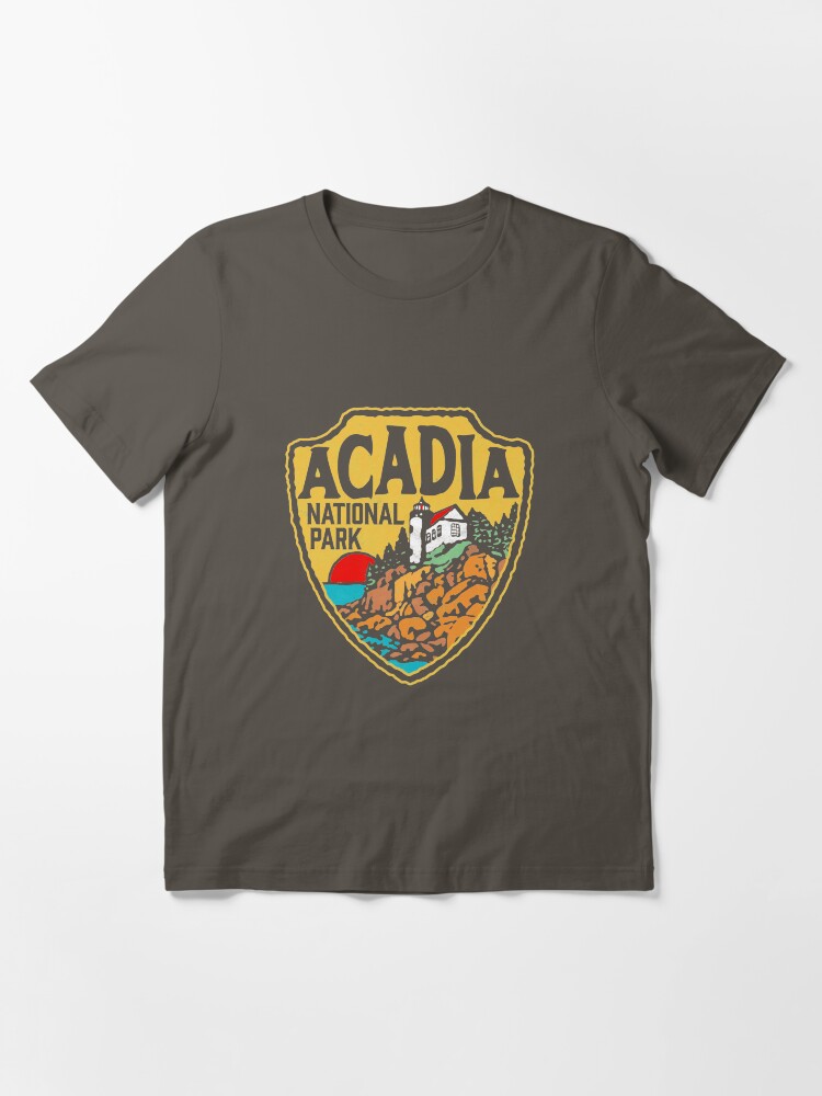 "Acadia National Park Vintage Style Badge w/ Maine Coast & Lighthouse ...