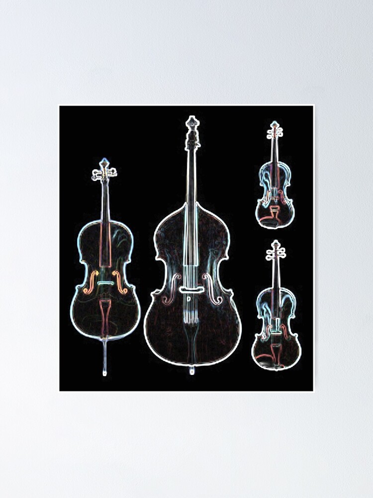 "The Four Strings - Violin, Viola, Cello, Bass " Poster by Thornepalmer ...