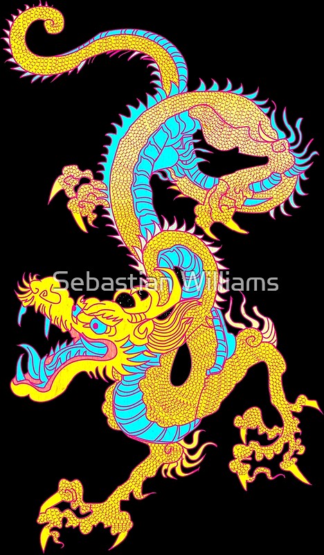 "Neon Yellow Chinese Dragon" by Sebastian Williams | Redbubble