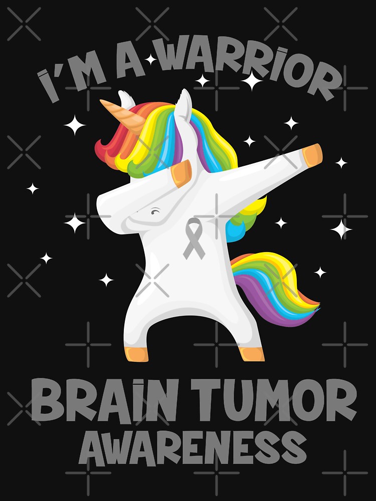 "Brain Tumor Warrior Awareness Gray Ribbon Dabbing Unicorn " T-shirt ...