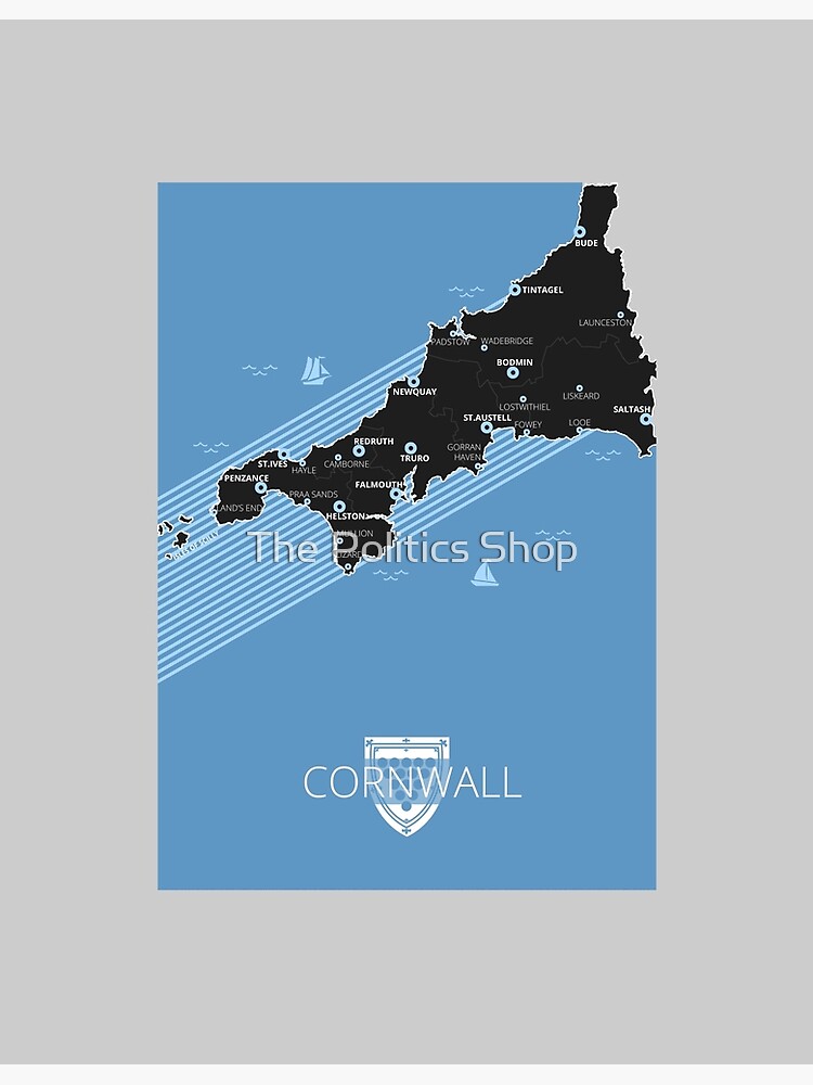 "Cornwall Map" Framed Art Print for Sale by KentishRed | Redbubble