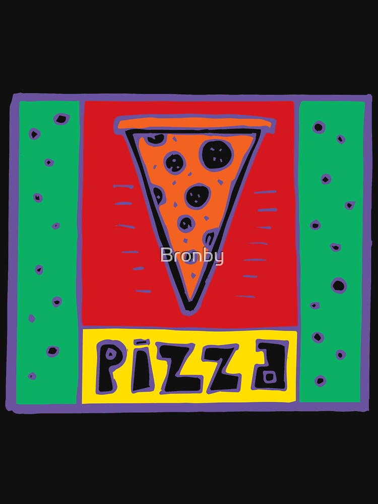 "Funny Retro 90s Neon Pizza Box Pizza Sign Graphic Art" T-shirt for ...