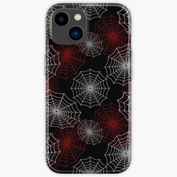 "Red and White Spider Web Cobweb Silk Halloween Pattern on Dark Black ...