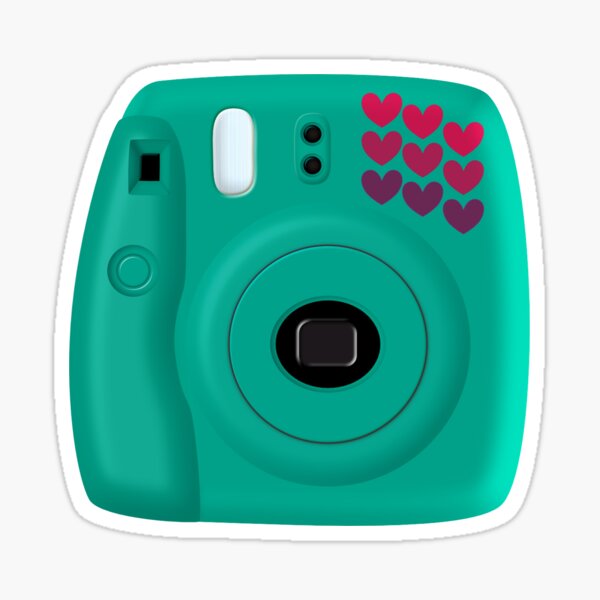 "Turquoise Instax Camera with Hearts" Sticker for Sale by abbyjane325 ...