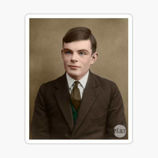 "Alan Turing, 1927 - Colorized" Sticker for Sale by Laurynsworld ...