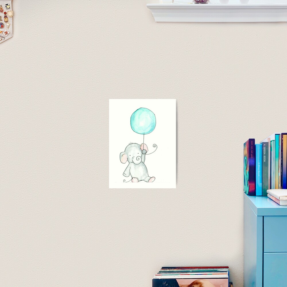 "Elephant holding a balloon baby elephant blue balloon baby boy baby ...
