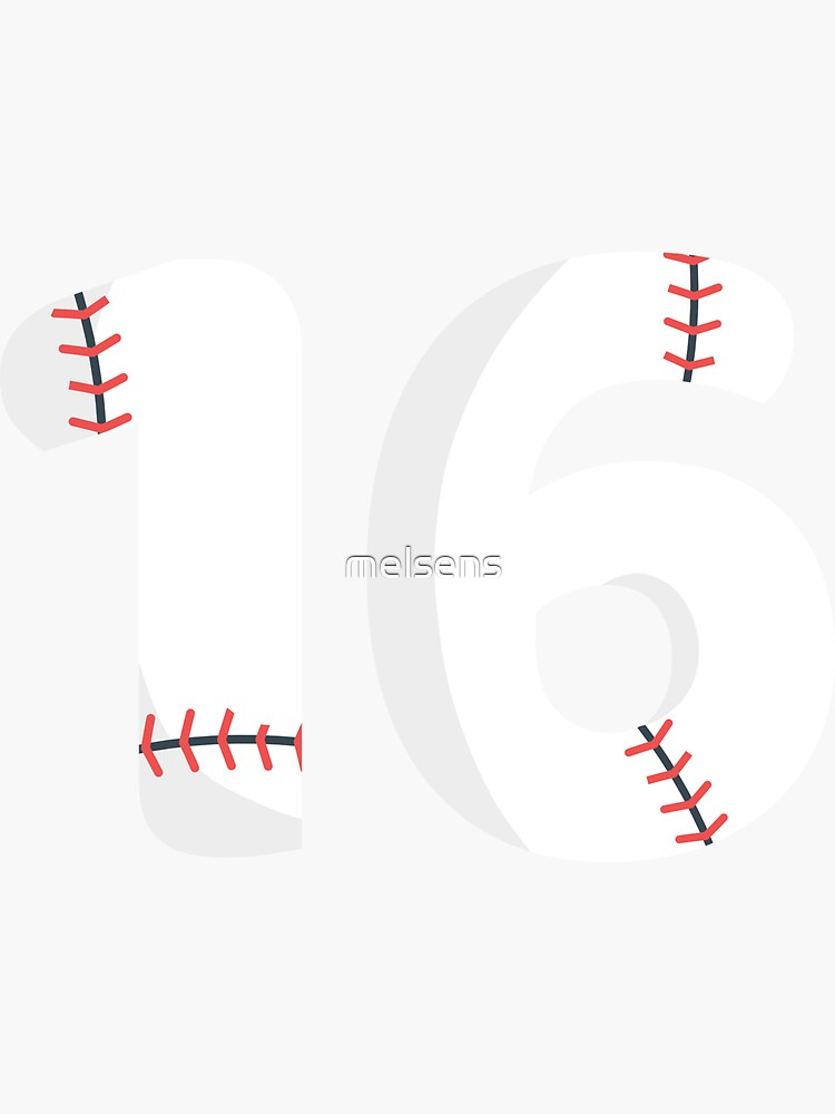 "Number 16 Baseball #16" Sticker by melsens | Redbubble