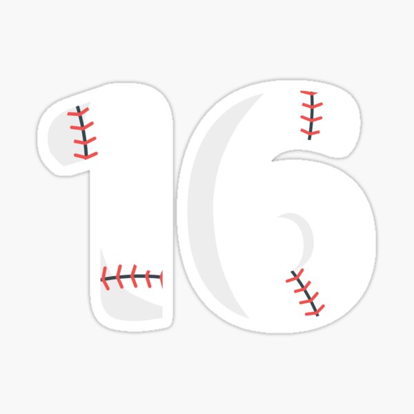 "Number 16 Baseball #16" Sticker by melsens | Redbubble