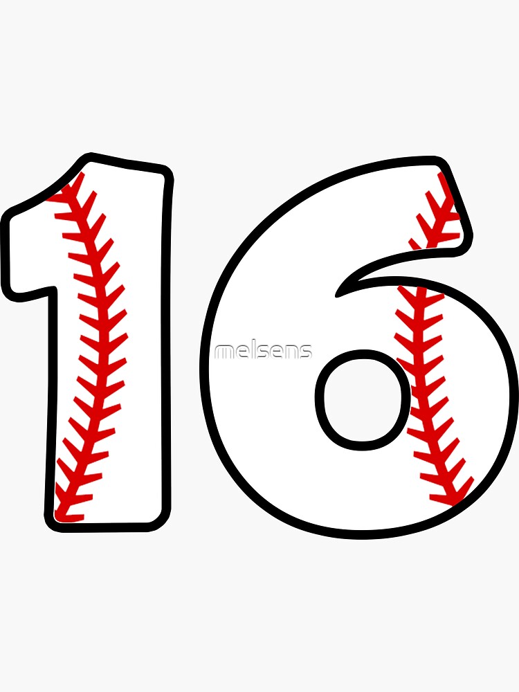"Number 16 Baseball #16" Sticker by melsens | Redbubble