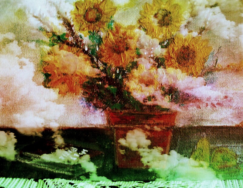 "" Here Comes The Sun " Surreal Sunflowers on Table " by fiat777 ...