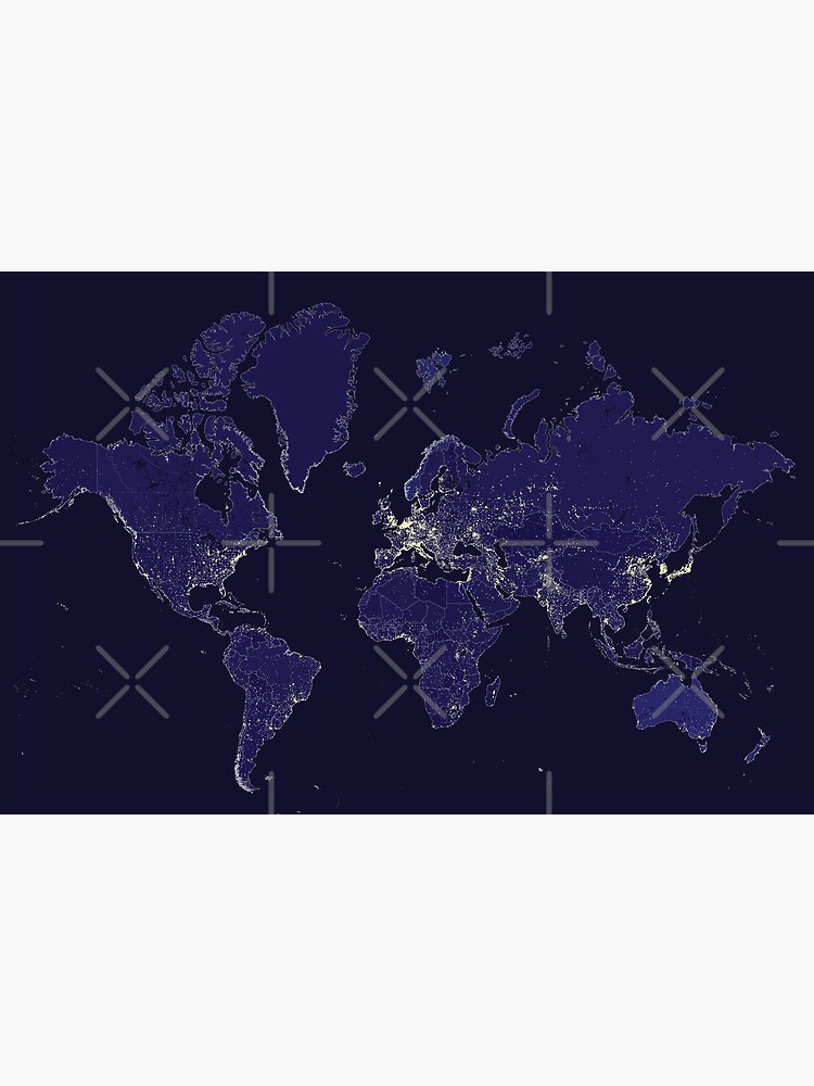 The world map at night with outlined countries Premium Matte Vertical ...