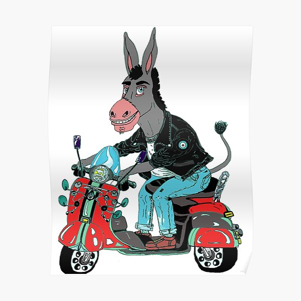 "Donkey on a mod Scooter" Poster for Sale by TinyMiniMe | Redbubble