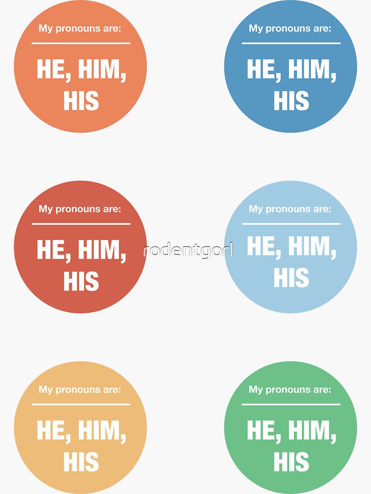 "He, Him, His pronoun stickers" Sticker for Sale by rodentgorl | Redbubble