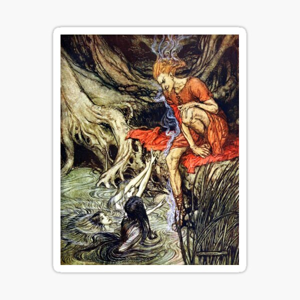 "The Rhinemaidens tell Loki that Alberich has stolen the Rhinegold ...