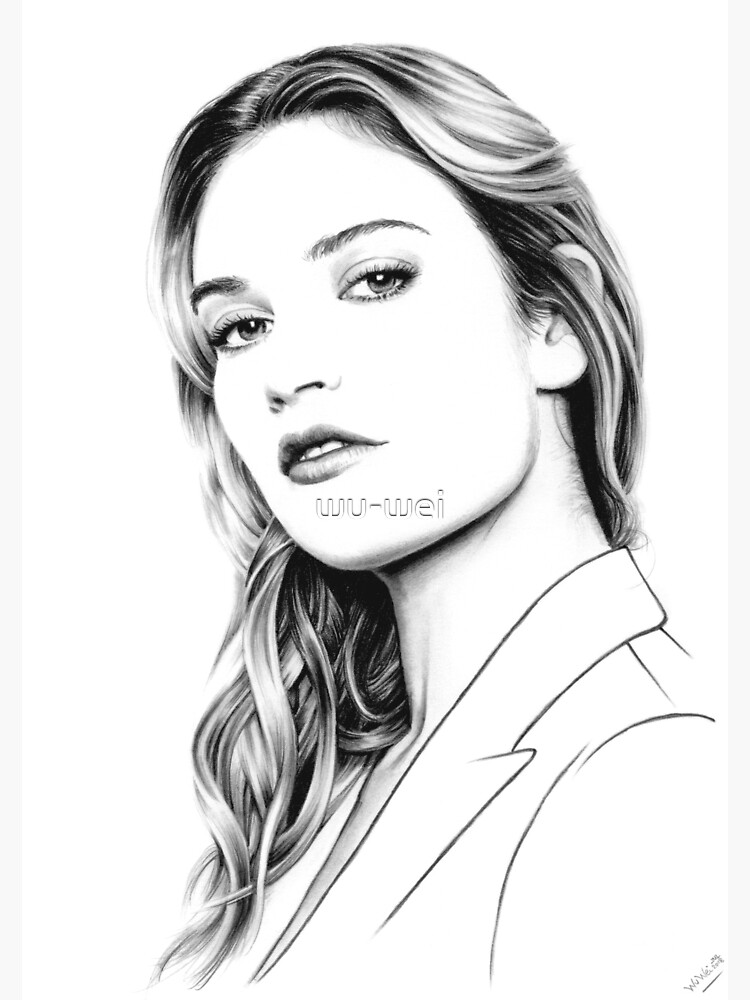 "Lily James pencil portrait" Art Print by wu-wei | Redbubble