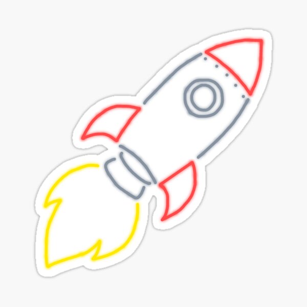 "Neon Rocket Ship" Sticker for Sale by Rocket-To-Pluto | Redbubble