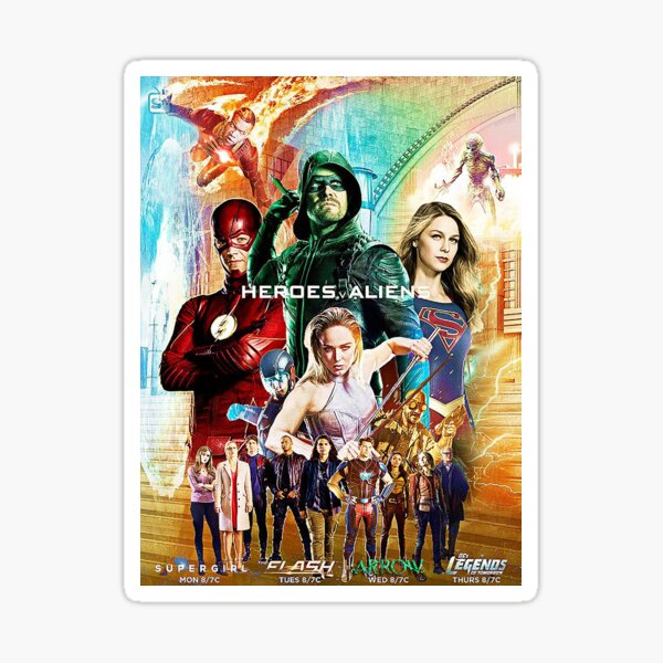 "heroes and aliens - arrowverse crossover" Sticker for Sale by ...