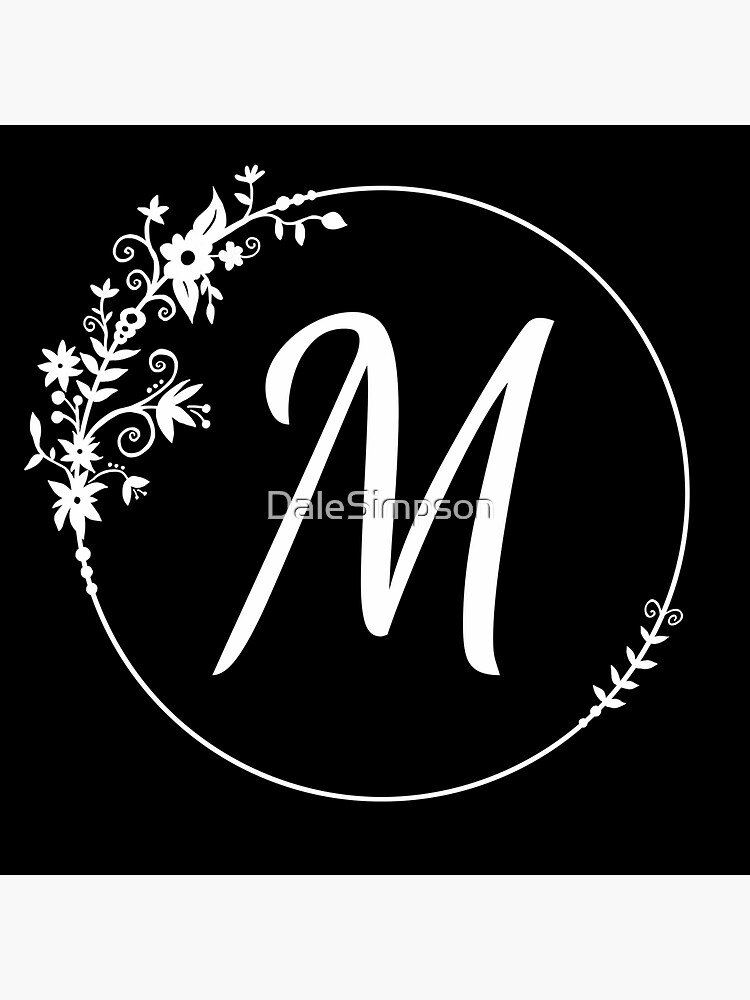 Pegatina «Letra inicial en blanco y negro M» de DaleSimpson | Redbubble