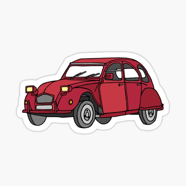 "Red 2CV (deux chevaux) car" Sticker for Sale by Berlin-T-Shirt | Redbubble