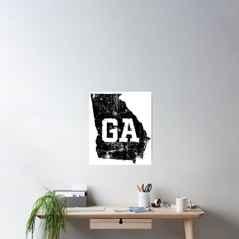 "Distressed Georgia State Map GA Abbreviation" Poster for Sale by ...
