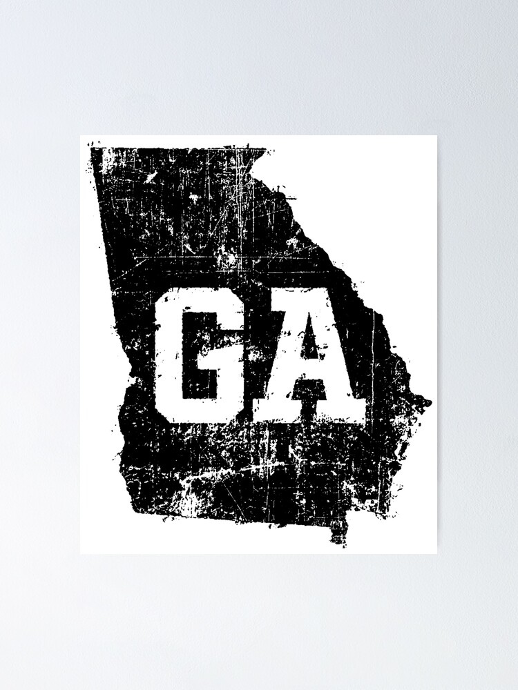 "Distressed Georgia State Map GA Abbreviation" Poster for Sale by ...