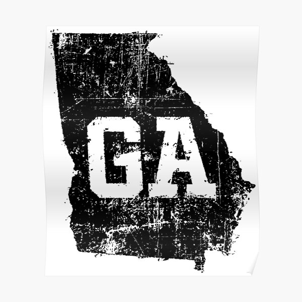 "Distressed Georgia State Map GA Abbreviation" Poster for Sale by ...