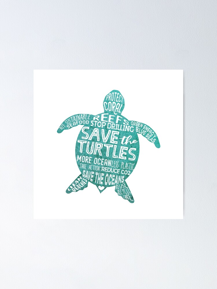 "Save the Turtles - Silhouette Words" Poster for Sale by jitterfly ...