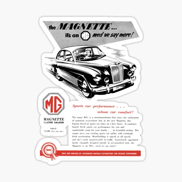 "MG MAGNETTE" Sticker for Sale by ThrowbackMotors | Redbubble