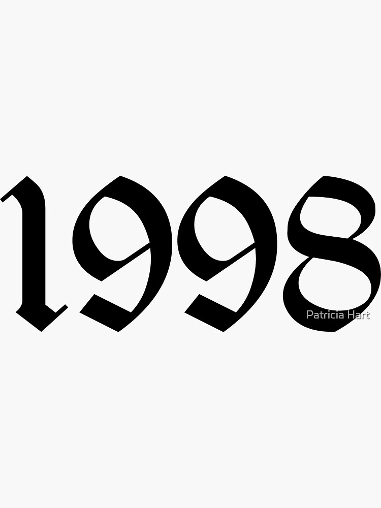"1998" Sticker for Sale by patriciahart13 | Redbubble