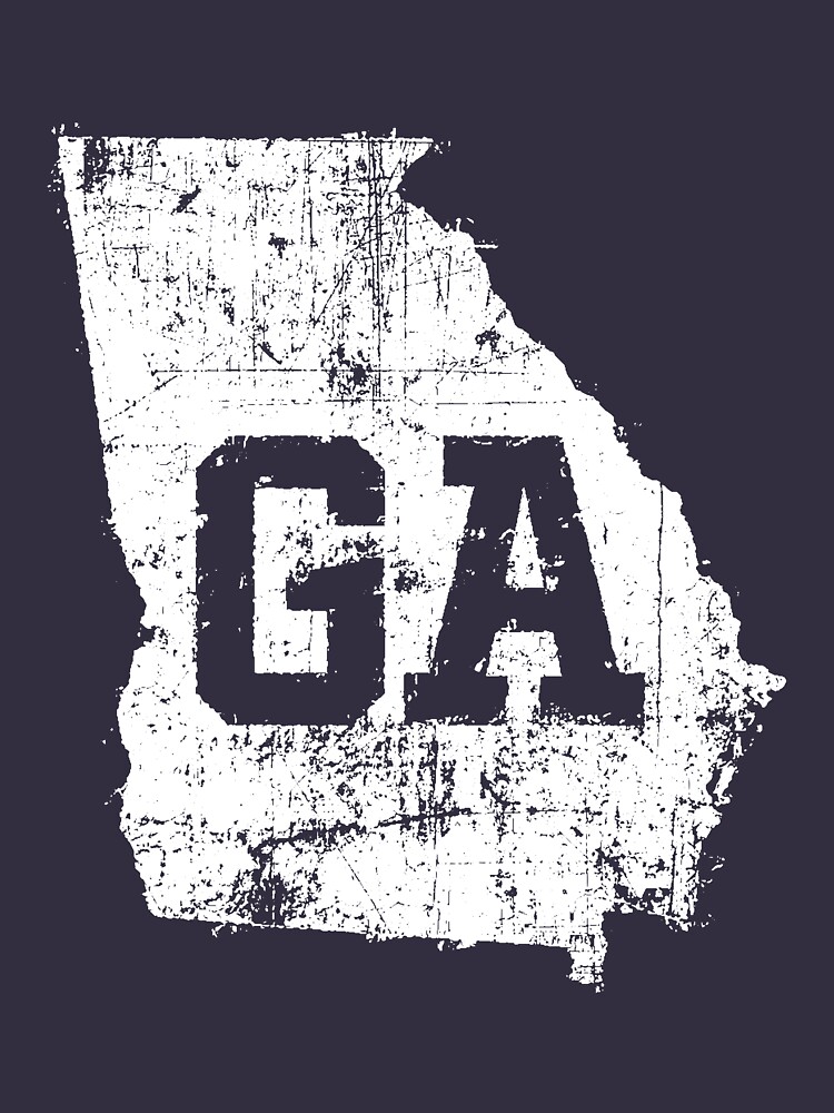 "Distressed White Georgia State Map GA Abbreviation" T-shirt for Sale ...