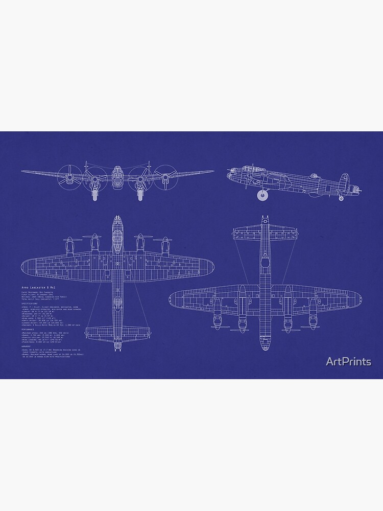 "Avro Lancaster Bomber Blueprint" Photographic Print for Sale by ...