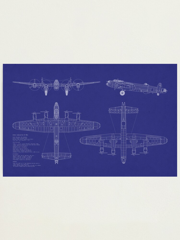 "Avro Lancaster Bomber Blueprint" Photographic Print for Sale by ...