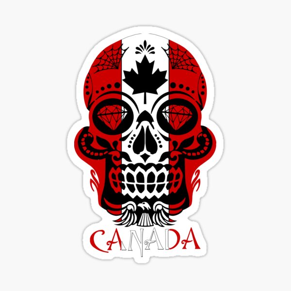 "Canada Red, White, Maple Leaf, Sugar Skull, Halloween" Sticker by ...