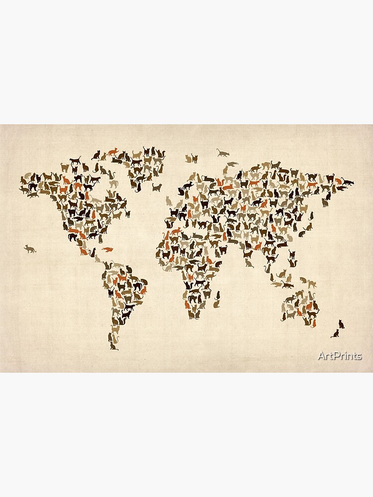 Cats Map Of The World Map Premium Matte Vertical Poster Designed & Sold ...