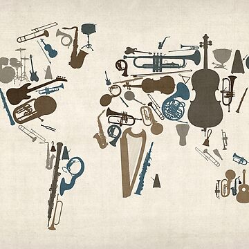 "Musical Instruments Map of the World" Poster for Sale by MICHAEL ...
