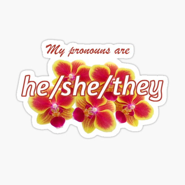 "Floral pronoun: he/she/they" Sticker for Sale by zhaleys | Redbubble