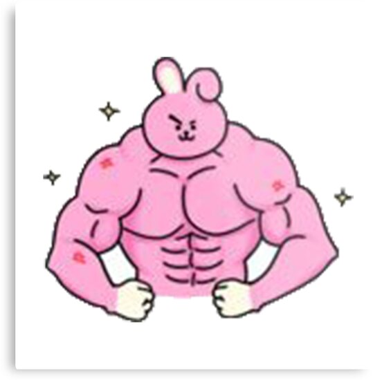 Lienzos metálicos «BTS BT21 Cooky Muscle Bunny» de alexiab99 | Redbubble