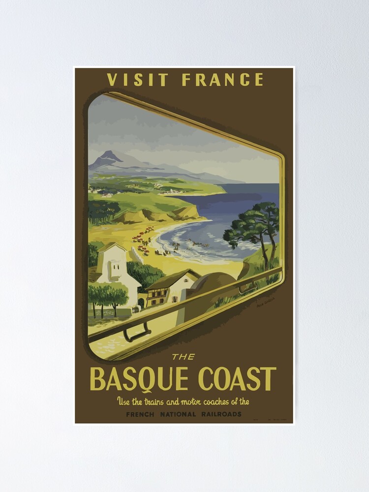 "Vintage Travel Poster Basque Coast France" Poster for Sale by G-Design ...