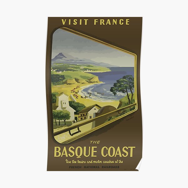 "Vintage Travel Poster Basque Coast France" Poster for Sale by G-Design ...