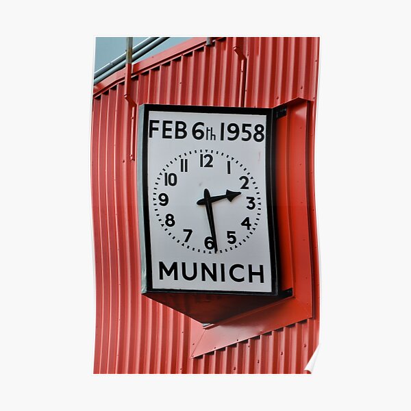 "Manchester United, Munich Clock" Poster by PotOilStudios | Redbubble