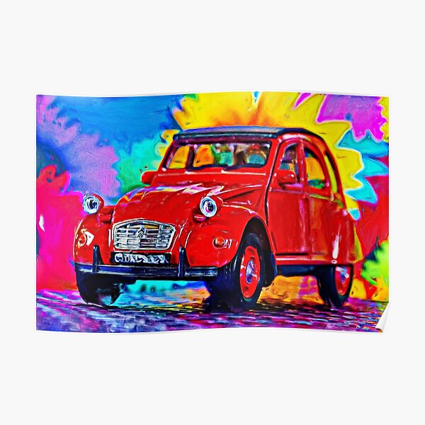 "Red 2CV also known as duck also known as Döschwo" Poster by Glineur ...