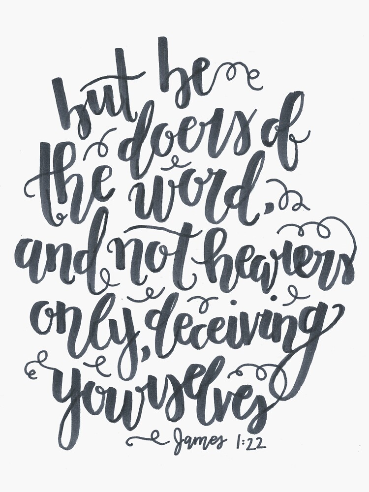 "christian bible verse calligraphy // james // but be doers of the word ...