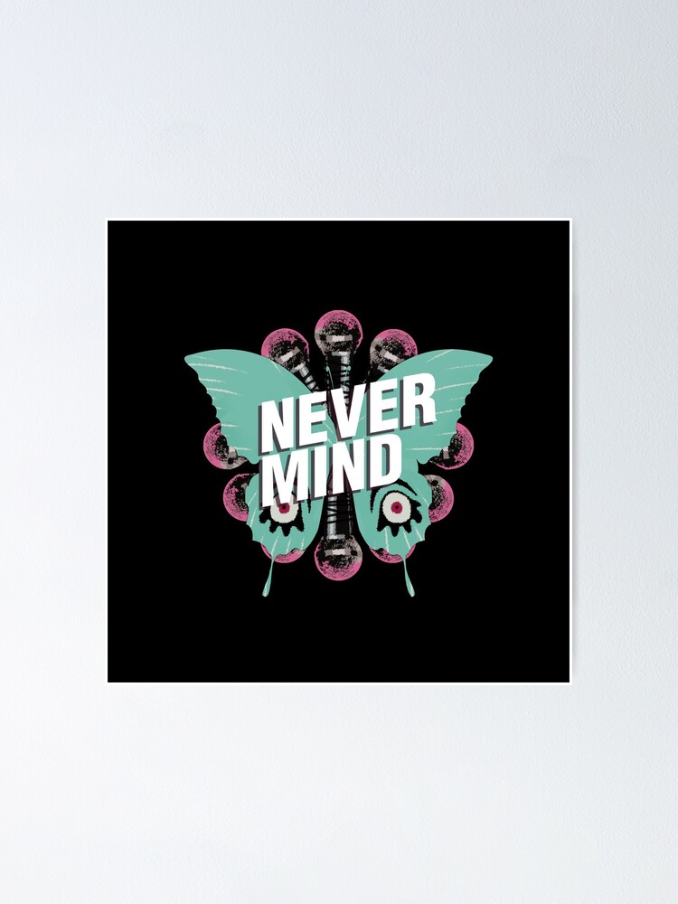 "BTS SUGA "NEVER MIND" Text, Butterfly & Microphone Graphic" Poster by ...