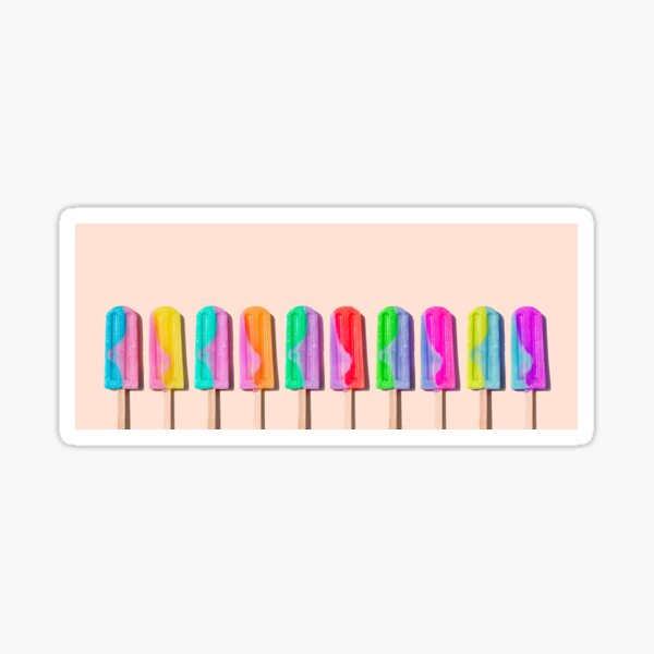 "Row of rainbow-colored icecream lollies" Sticker by karinelizabeth ...